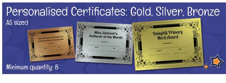 Gold, Silver and Bronze Personalised Certificates | SuperStickers